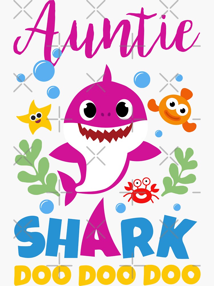 "Aunt Shark Gift Cute Baby Shark Design Matching Family Set Doo Doo ...