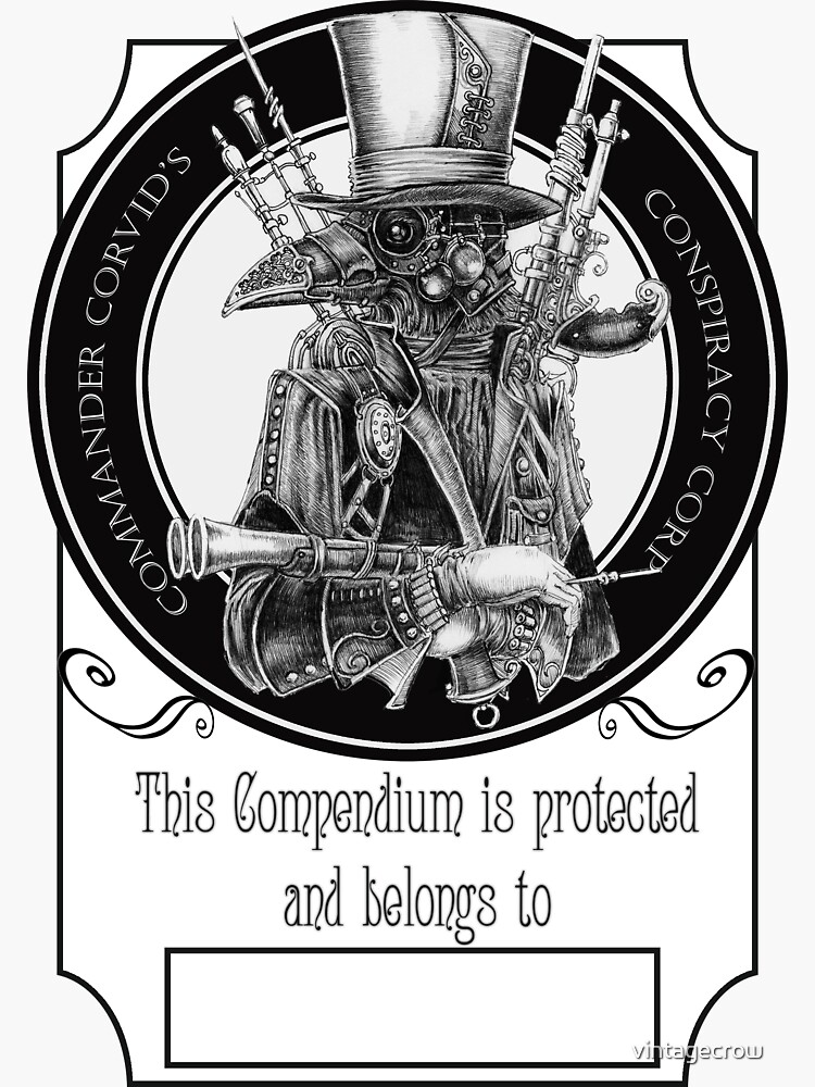 "Commander Corvid Book Plate" Sticker for Sale by vintagecrow | Redbubble