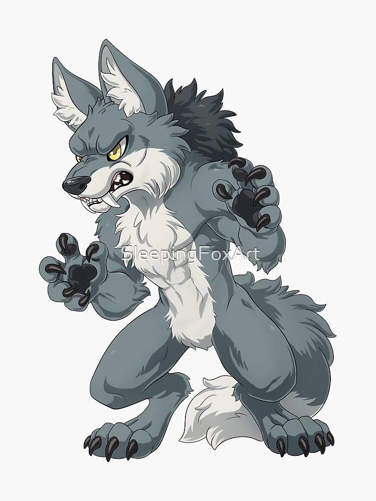 "Fae Werewolf" Sticker for Sale by SleepingFoxArt | Redbubble