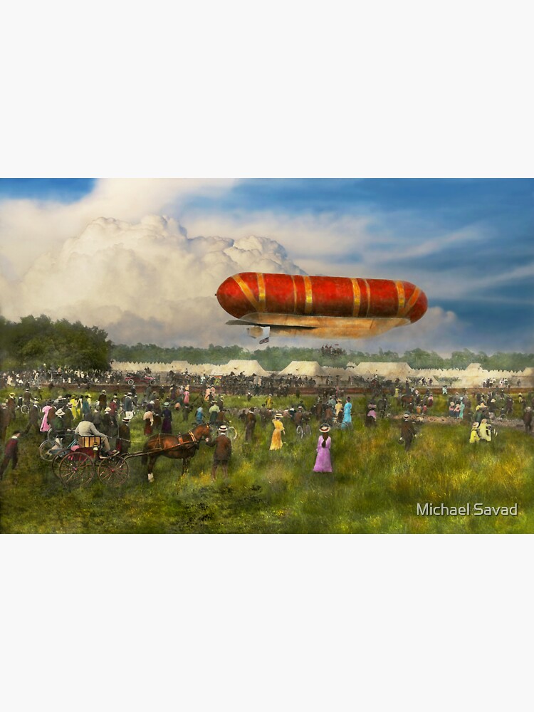 "Steampunk - Blimp - Launching Nulli Secundus II 1908" Sticker for Sale ...