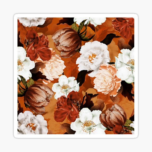 "Antique Golden Midnight Botanical Flower Rose Garden" Sticker by UtArt ...