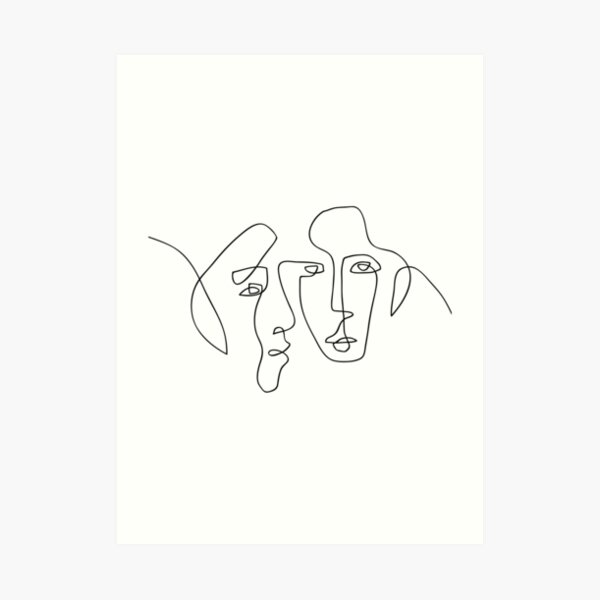 "2 Faces - One Line Art" Art Print by TheRedFinch | Redbubble