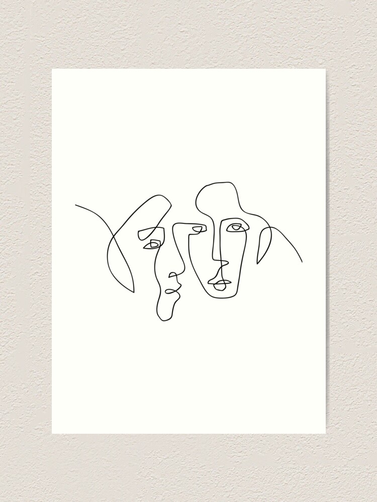 "2 Faces - One Line Art" Art Print by TheRedFinch | Redbubble