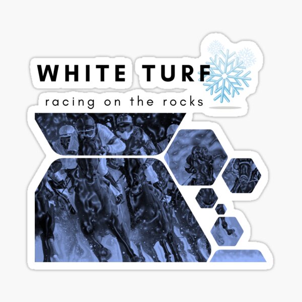 "White Turf - racing on the rocks" Sticker by Fizzylogix | Redbubble