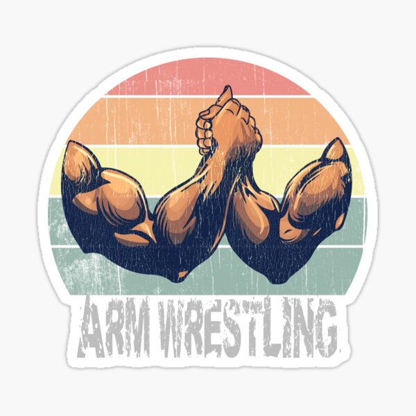 "Retro Arm Wrestling Bodybuilding Gym Sports Power Gift " Sticker for ...