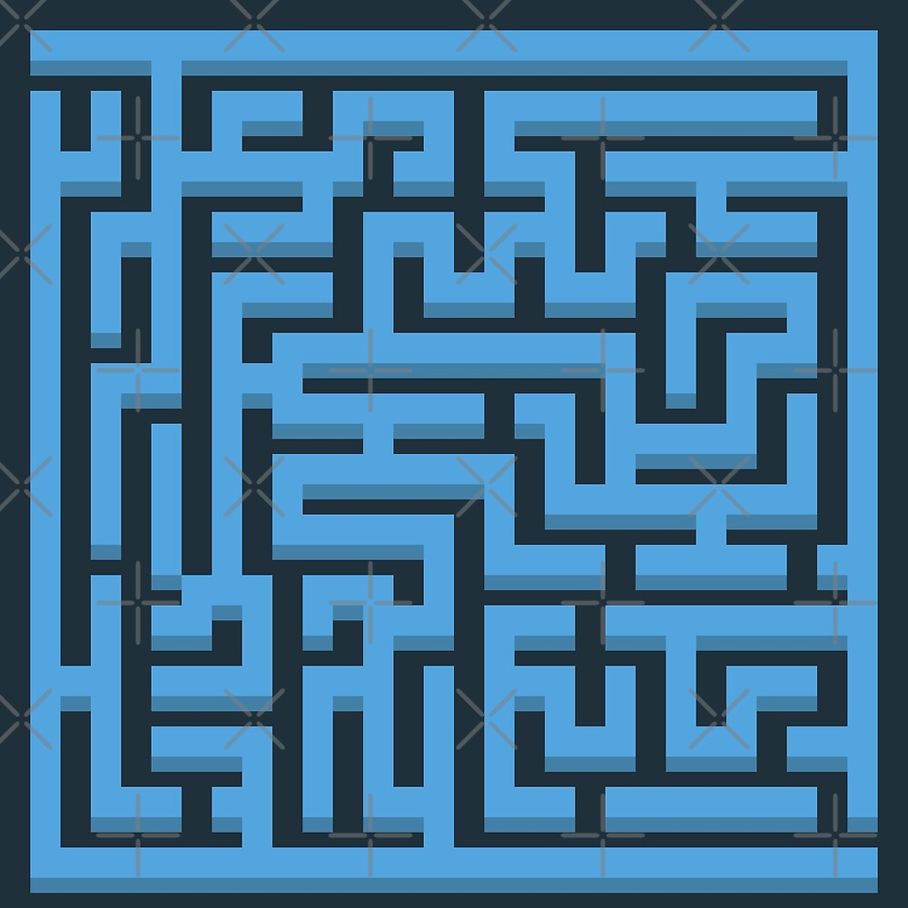 "Pixel Blue Maze" by Gavirlas | Redbubble