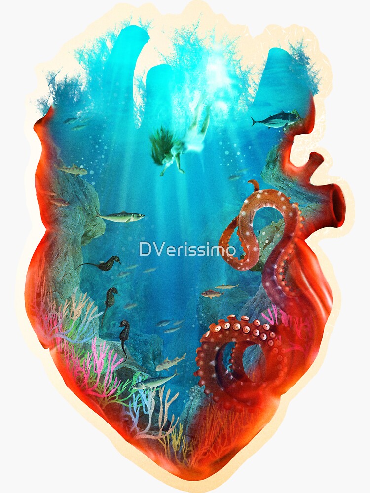 "Diving Heart" Sticker by DVerissimo | Redbubble