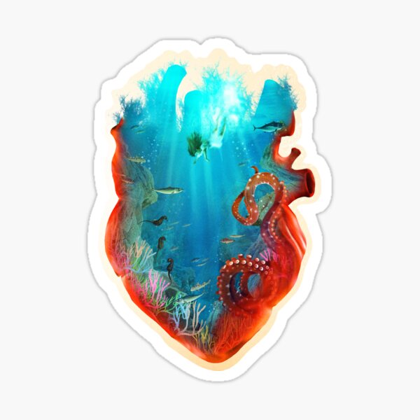 "Diving Heart" Sticker by DVerissimo | Redbubble