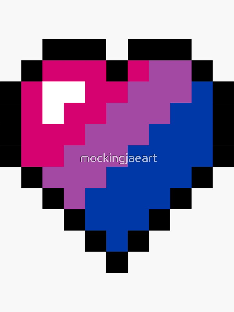 "Bisexual Pride Pixel Heart" Sticker for Sale by mockingjaeart | Redbubble