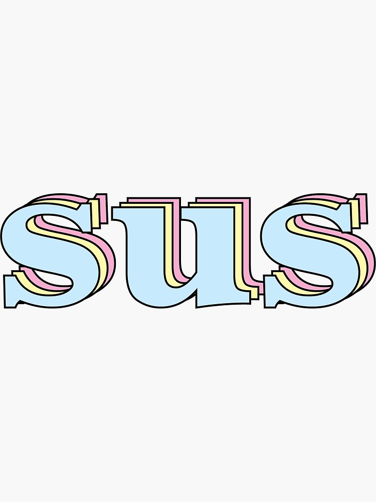 "sus - blue, yellow, and pink" Sticker for Sale by emwing14 | Redbubble