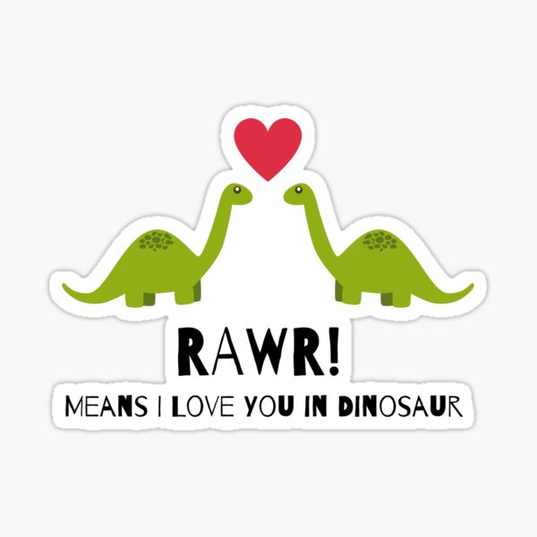 "Dinosaur love print. Rawr! " Sticker for Sale by Nellie-and-Bean ...
