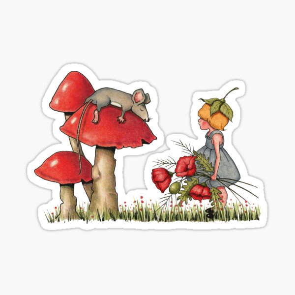 "Sleeping Mouse, Toadstool, Girl and Poppies, Fantasy Art, Illustration ...