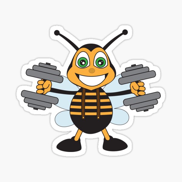 "Funny Bee WorkOut Illustration" Sticker for Sale by Sashkica | Redbubble