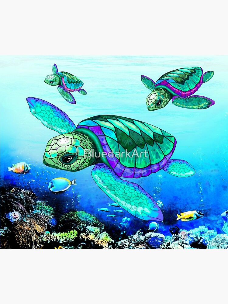 "Sea Turtles Dance " Tapestry for Sale by BluedarkArt | Redbubble