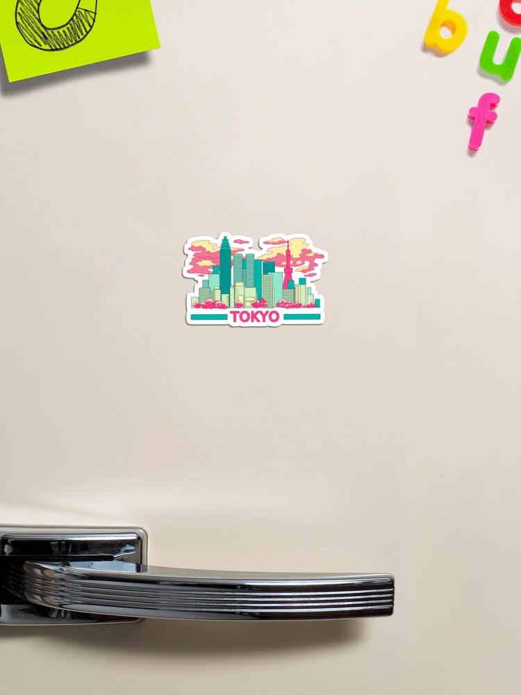 "The colorful Tokyo skyscrapers and the cherry blossom" Magnet for Sale ...