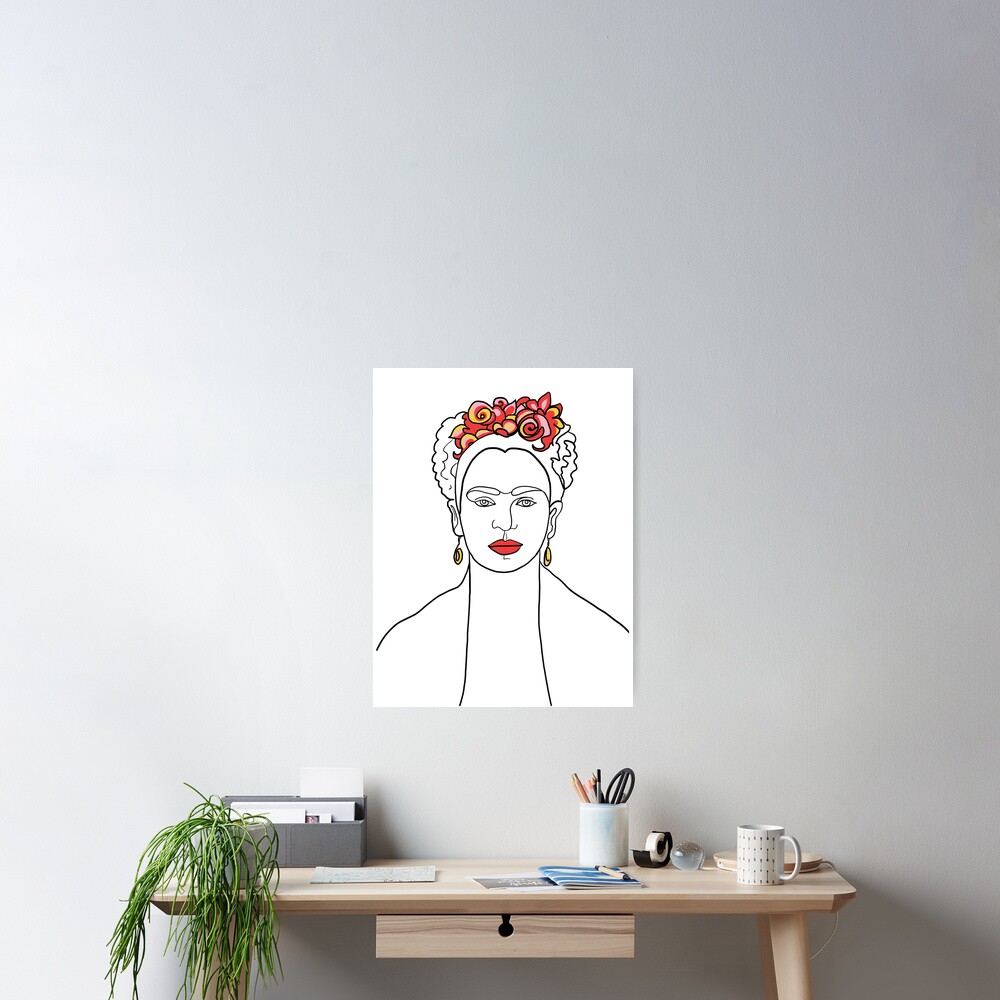 "Frida Kahlo lineart, one line art" Poster for Sale by sofiadim | Redbubble