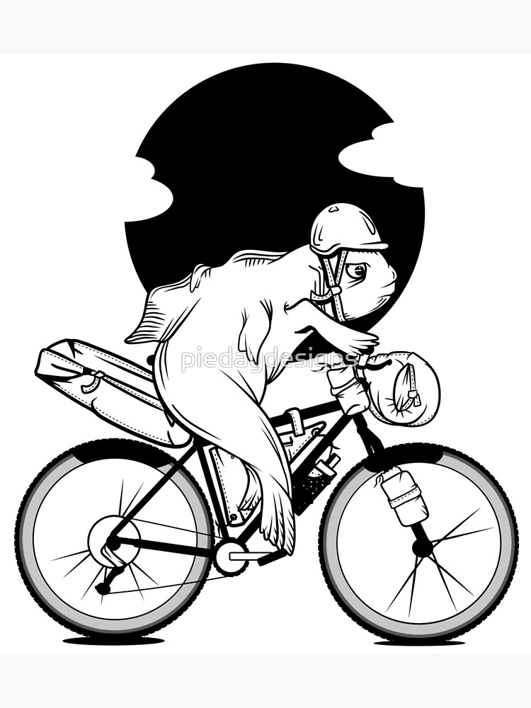 "Fish riding a bikepacking bike" Poster by piedaydesigns | Redbubble