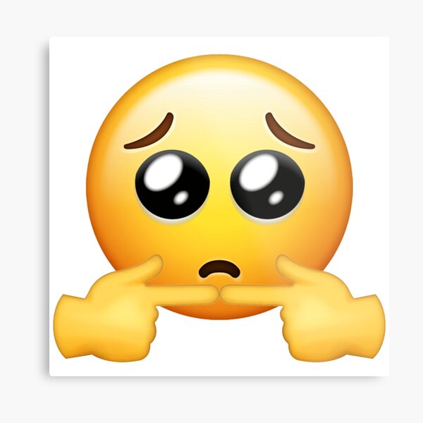 Lámina metálica «Dedos emoji tímidos y tristes» de yawnni | Redbubble