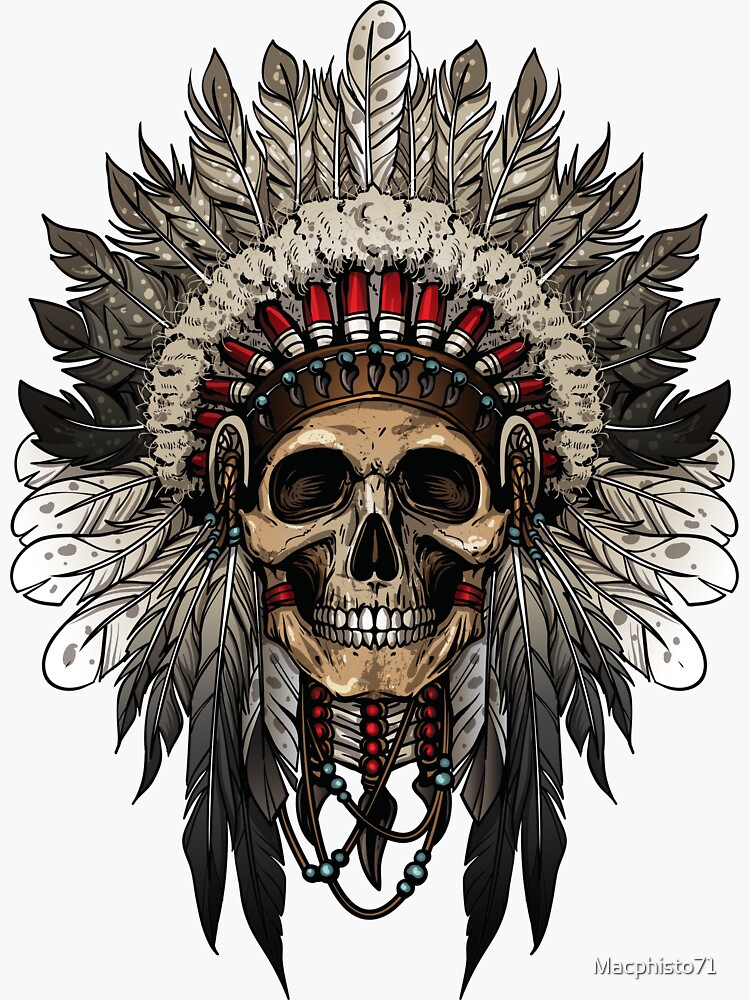 "Indian skull" Sticker by Macphisto71 | Redbubble