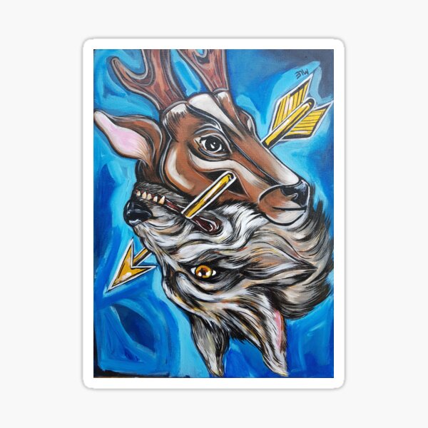 "Wolf stag" Sticker by Art-Coven | Redbubble