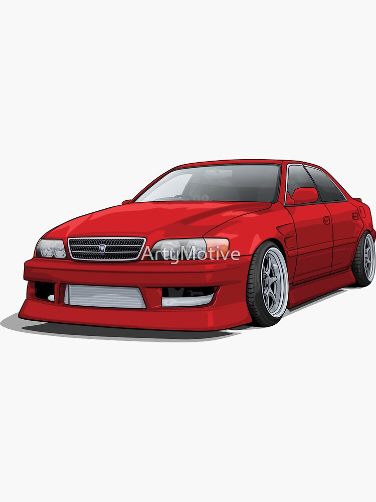 "Chaser jzx100 red" Sticker for Sale by ArtyMotive | Redbubble