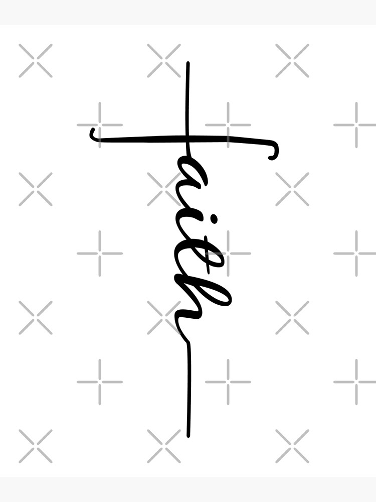 "Faith - Christian Faith Cross Script Baptism Gift" Framed Art Print ...