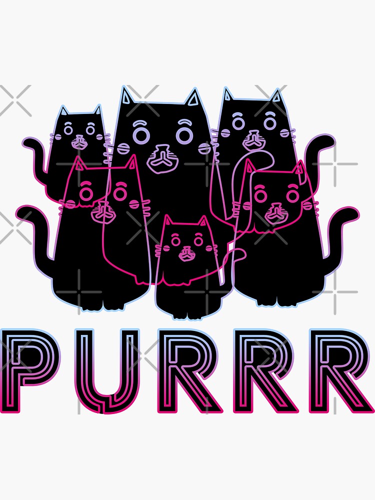"Purrr... A Bunch Of Neon Cats (Kawaii Cats and Cute Kittens)" Sticker ...