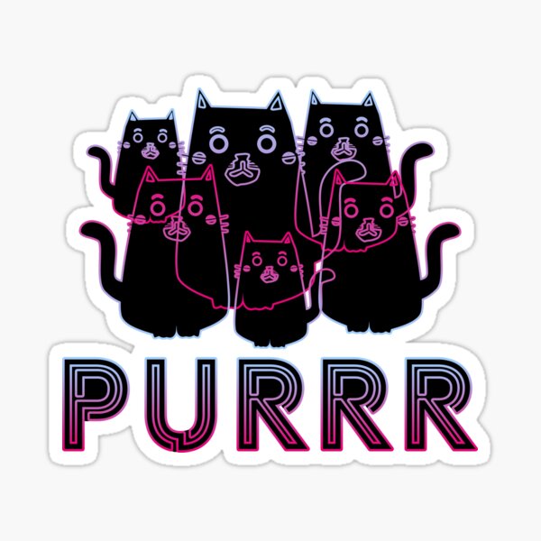 "Purrr... A Bunch Of Neon Cats (Kawaii Cats and Cute Kittens)" Sticker ...