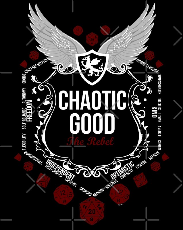 "Chaotic Good - Black: Alignment Series" by Milmino | Redbubble