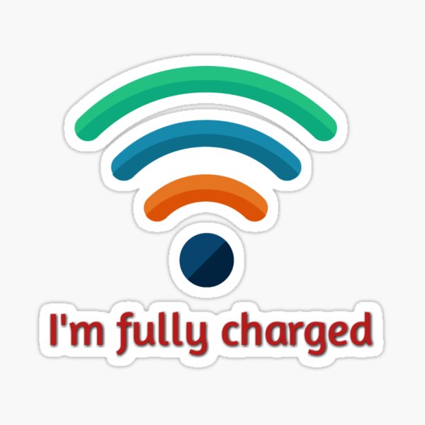 "Fully Charged" Sticker for Sale by RAJEKRAR | Redbubble