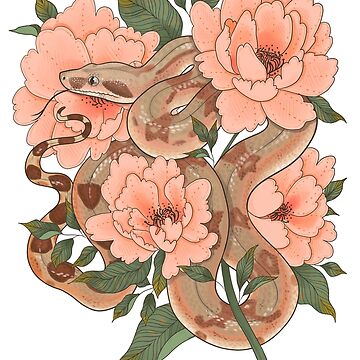 "Peaches the Boa constrictor with Peonies" iPhone Case for Sale by ...