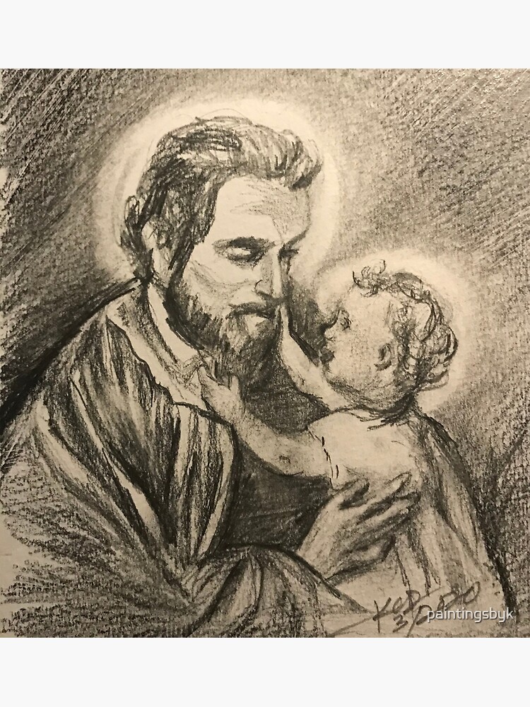 "+St. Joseph with child Jesus" Canvas Print for Sale by paintingsbyk ...