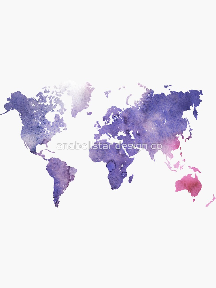 "Purple Watercolor World Map" Sticker for Sale by anabellstar | Redbubble