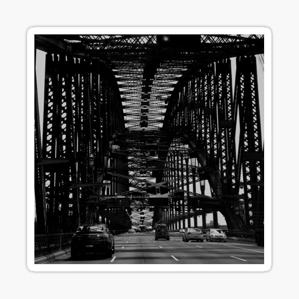 "Sydney Harbour Bridge Nostalgic Black and White Modern Style" Sticker ...