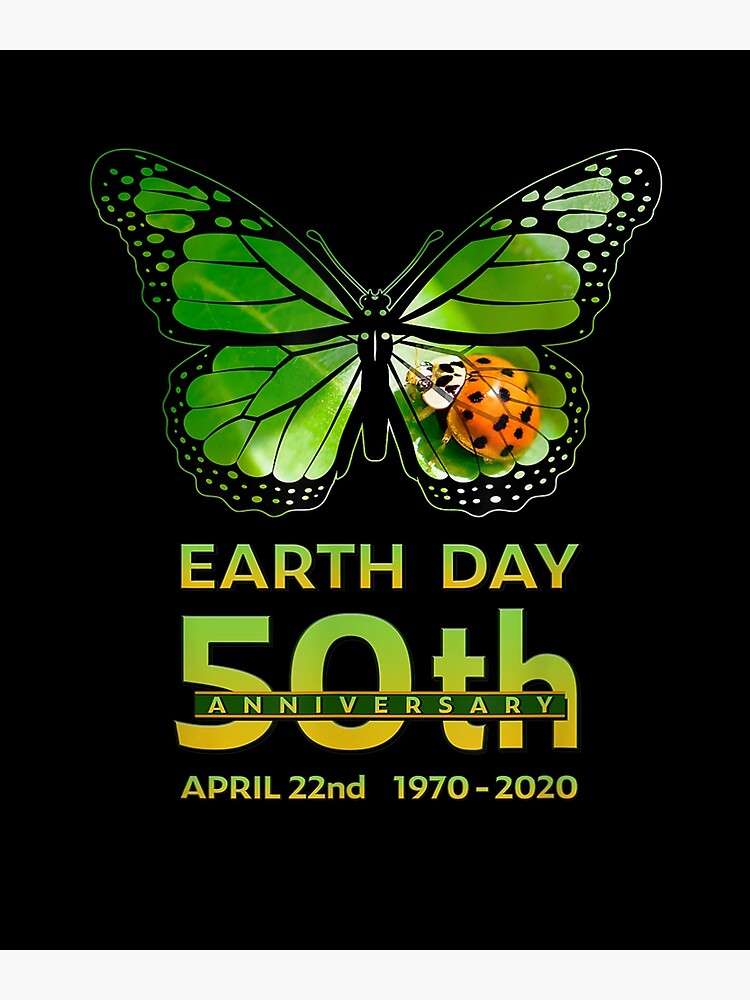 "Earth Day 50th Anniversary Butterfly and Ladybug Silhouette" Poster by ...
