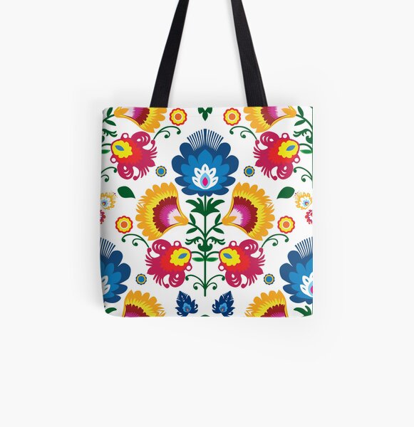 "Folk Pattern from Lowicz white background" Tote Bag by FK-UK | Redbubble