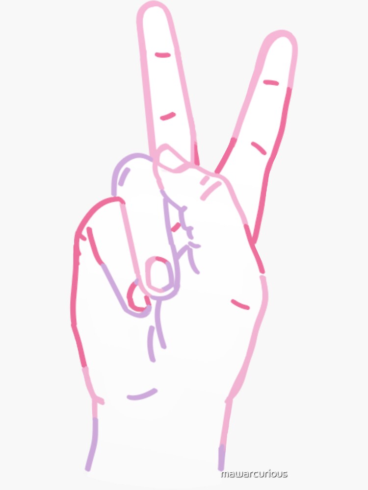 "Pink Peace Sign Hand" Sticker by mawarcurious | Redbubble