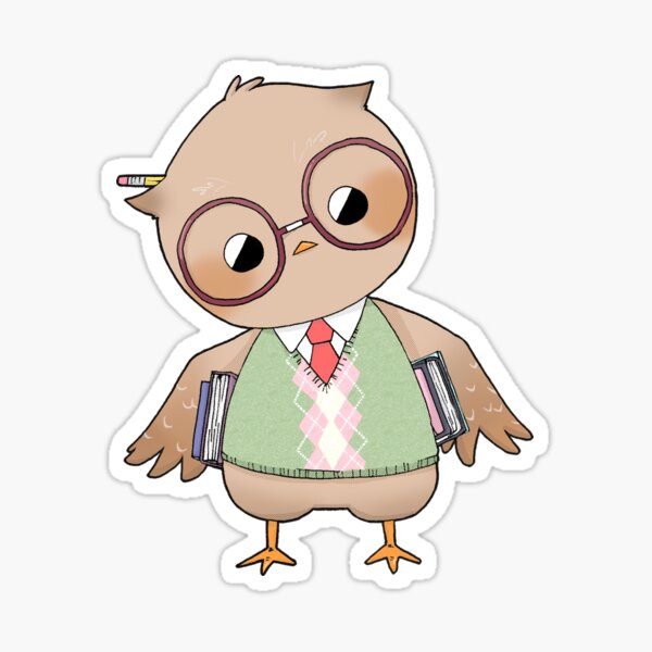 "Owl Nerd with Big Glasses and Books" Sticker for Sale by Tamito ...
