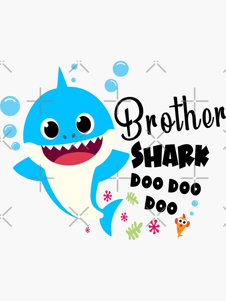 Pegatina «Brother Shark Gift Cute Baby Shark Design Juego familiar a ...