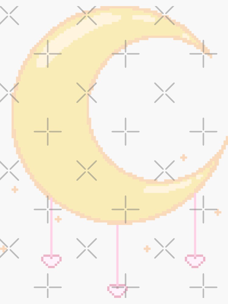 "Moon Kawaii Pixel art" Sticker by HBStudio | Redbubble