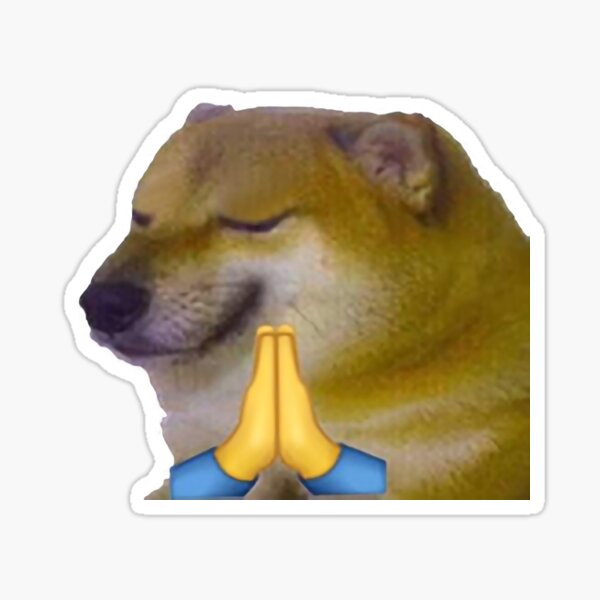 "cheems praying" Sticker for Sale by moonman1232141 | Redbubble