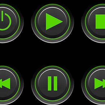 "Power, Play, Stop, Rewind, Pause, Fast Forward buttons" Sticker by ...