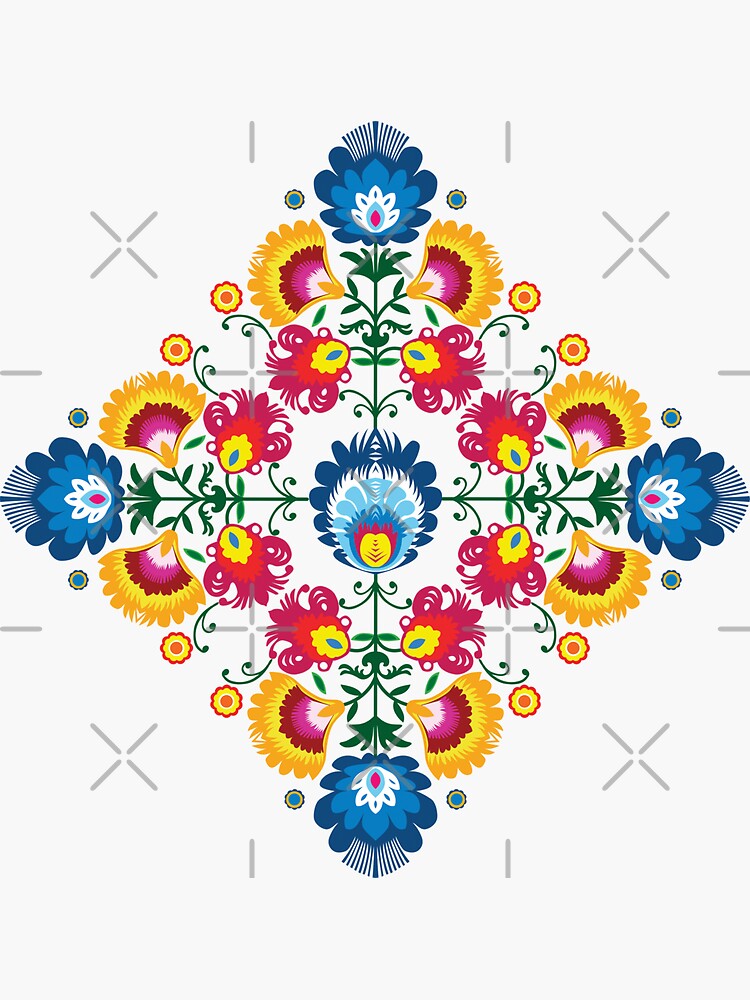 "Folk Pattern from Lowicz white background" Sticker for Sale by FK-UK ...