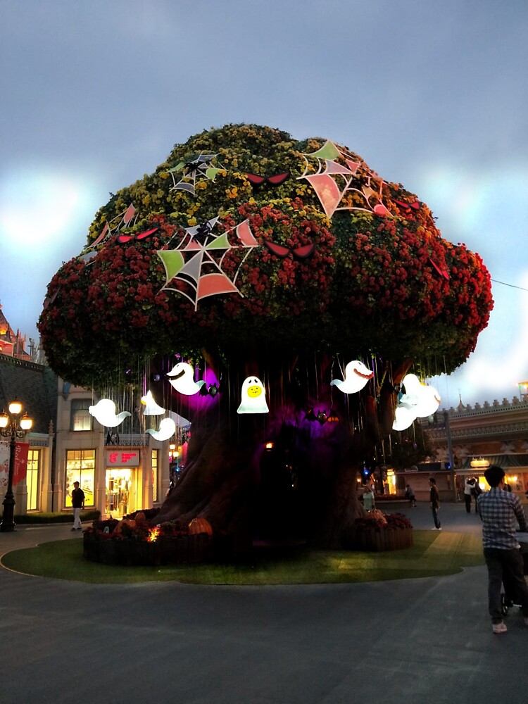 "Everland Themepark Halloween Tree" Sticker for Sale by nrashyr | Redbubble