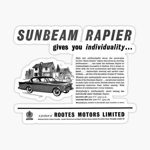 "SUNBEAM RAPIER" Sticker by ThrowbackM2 | Redbubble