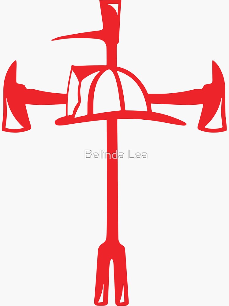 "FIRE CROSS - axe, halligan and hemlet" Sticker by LunaLeaDesignCo ...