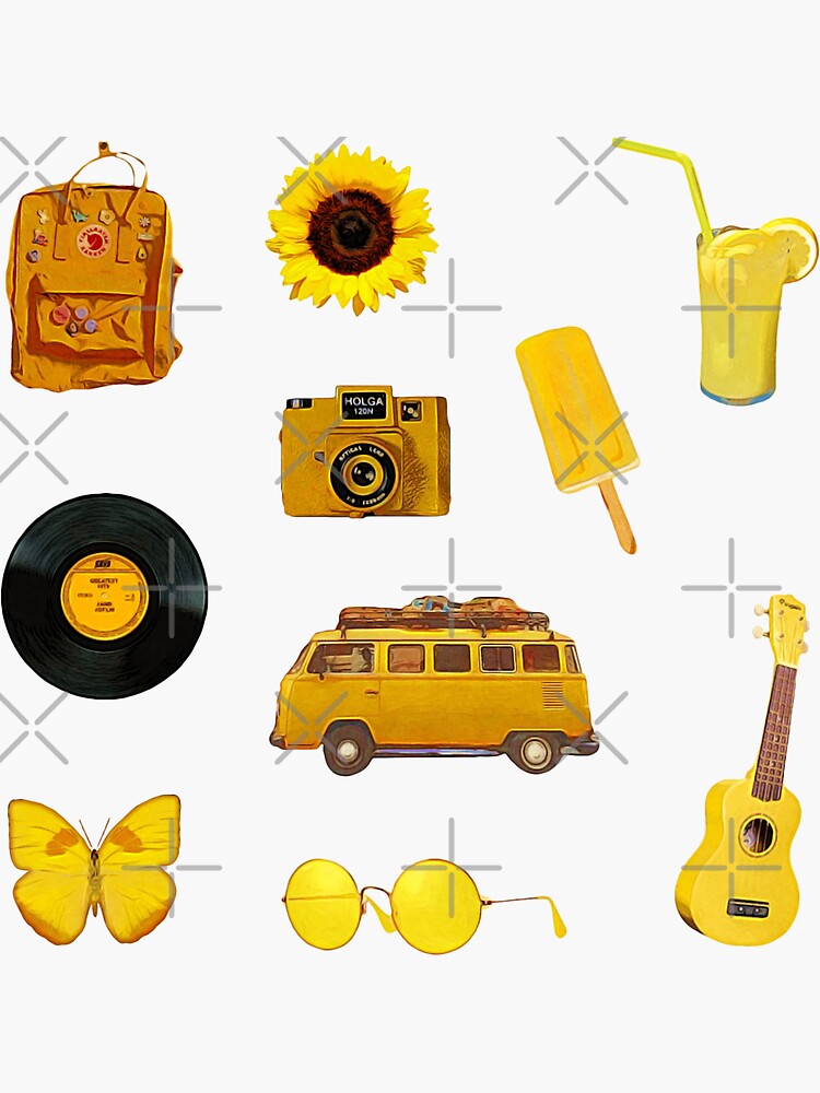 "Yellow Hippie Retro Summer Vibes ~ Niedliche Sticker Sheet Collection ...