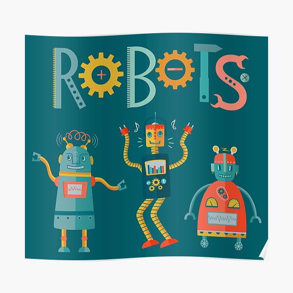 Póster «Robots lindos que se divierten» de Selila | Redbubble