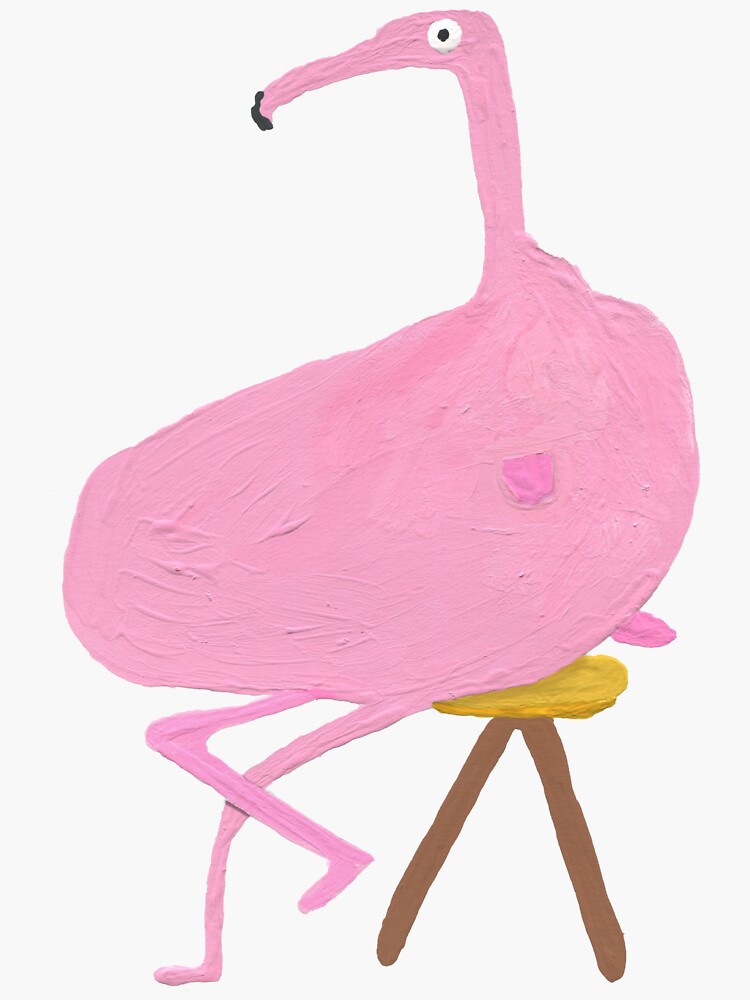 "Fat Flamingo on a Stool" Sticker by wmloper | Redbubble
