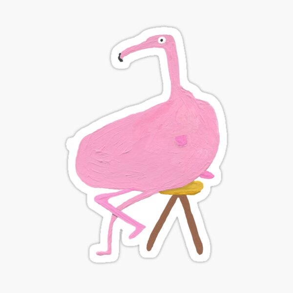 "Fat Flamingo on a Stool" Sticker by wmloper | Redbubble